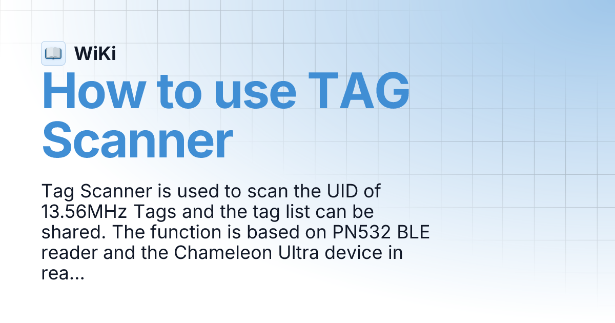 How to use TAG Scanner | WiKi